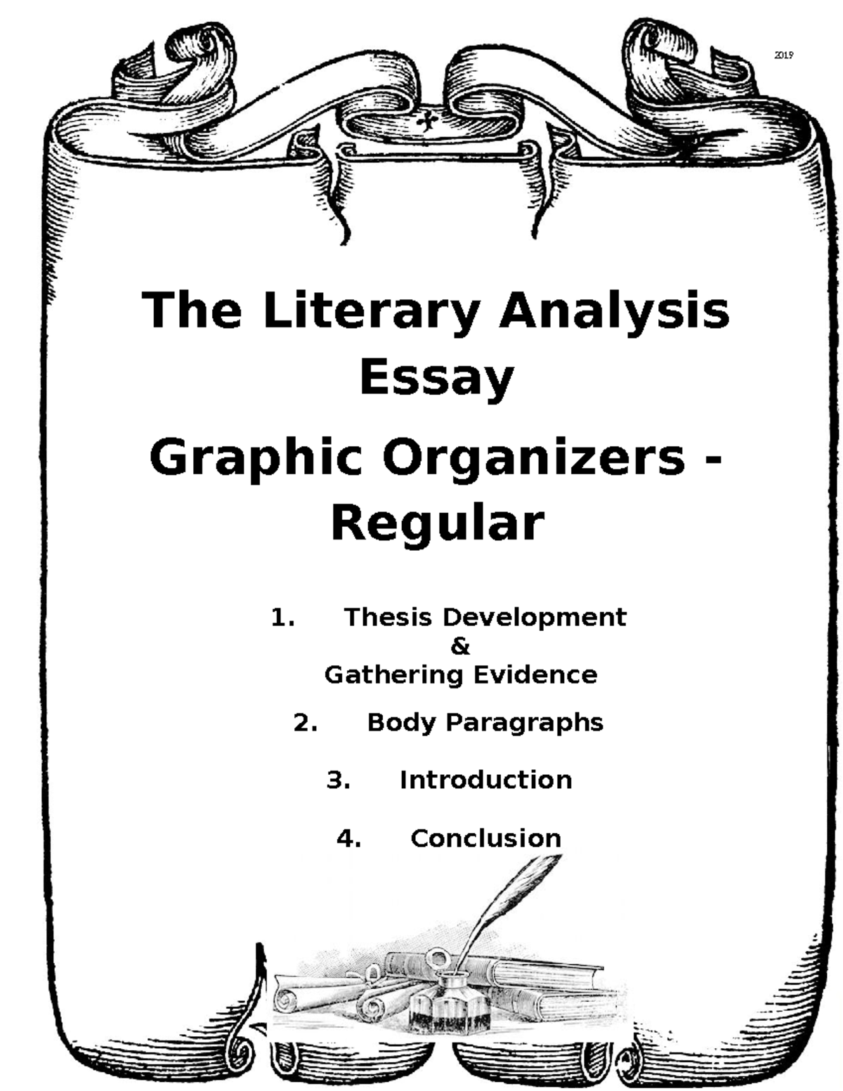 2020 Literary Analysis Essay Graphic Organizers: Quotes per Paragraph ...