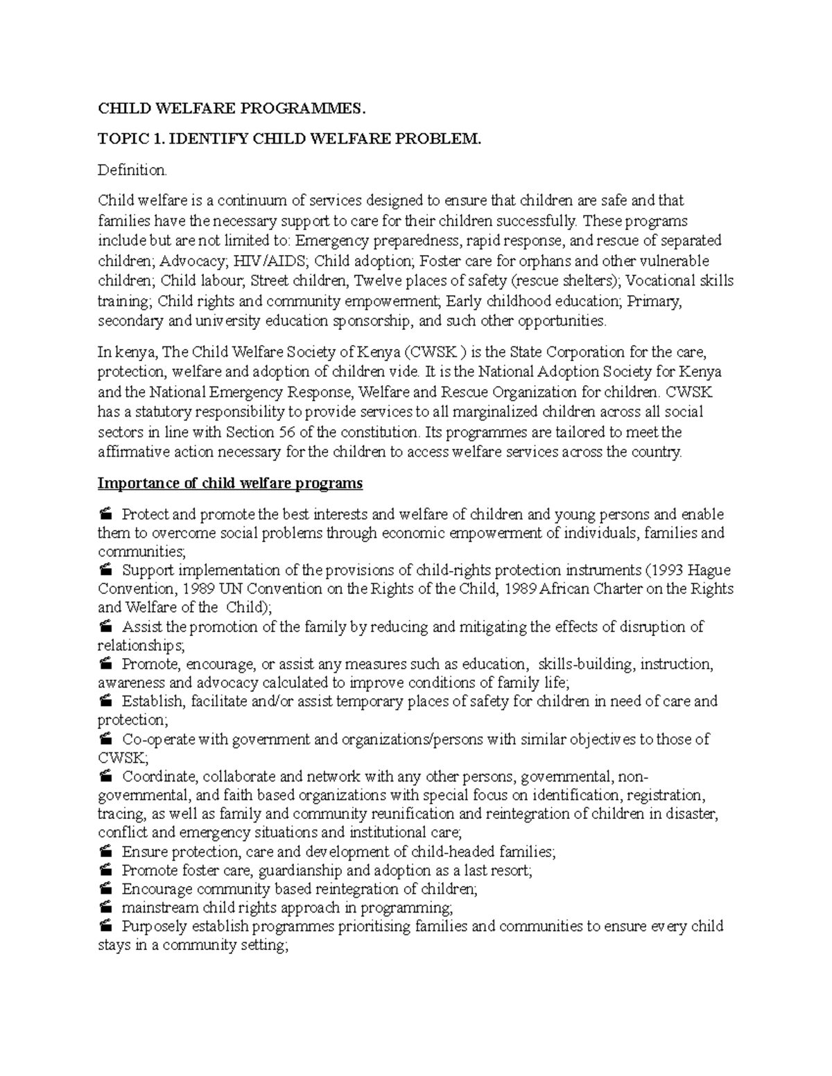 Child Welfare Programmes: Importance, Challenges, and Theoretical ...