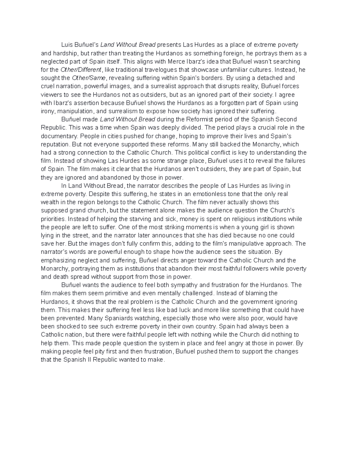 UConn - Latin American History through Film - Essay 3: Buñuel's ...