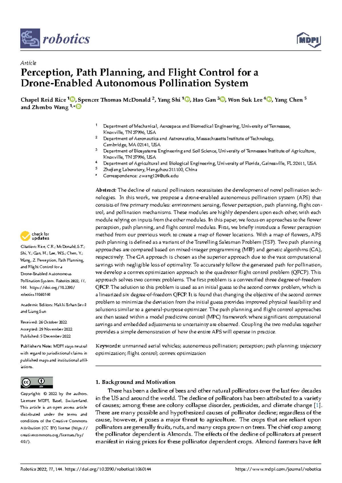 Robotics 2022: Perception, Path Planning & Flight Control in APS - Studocu