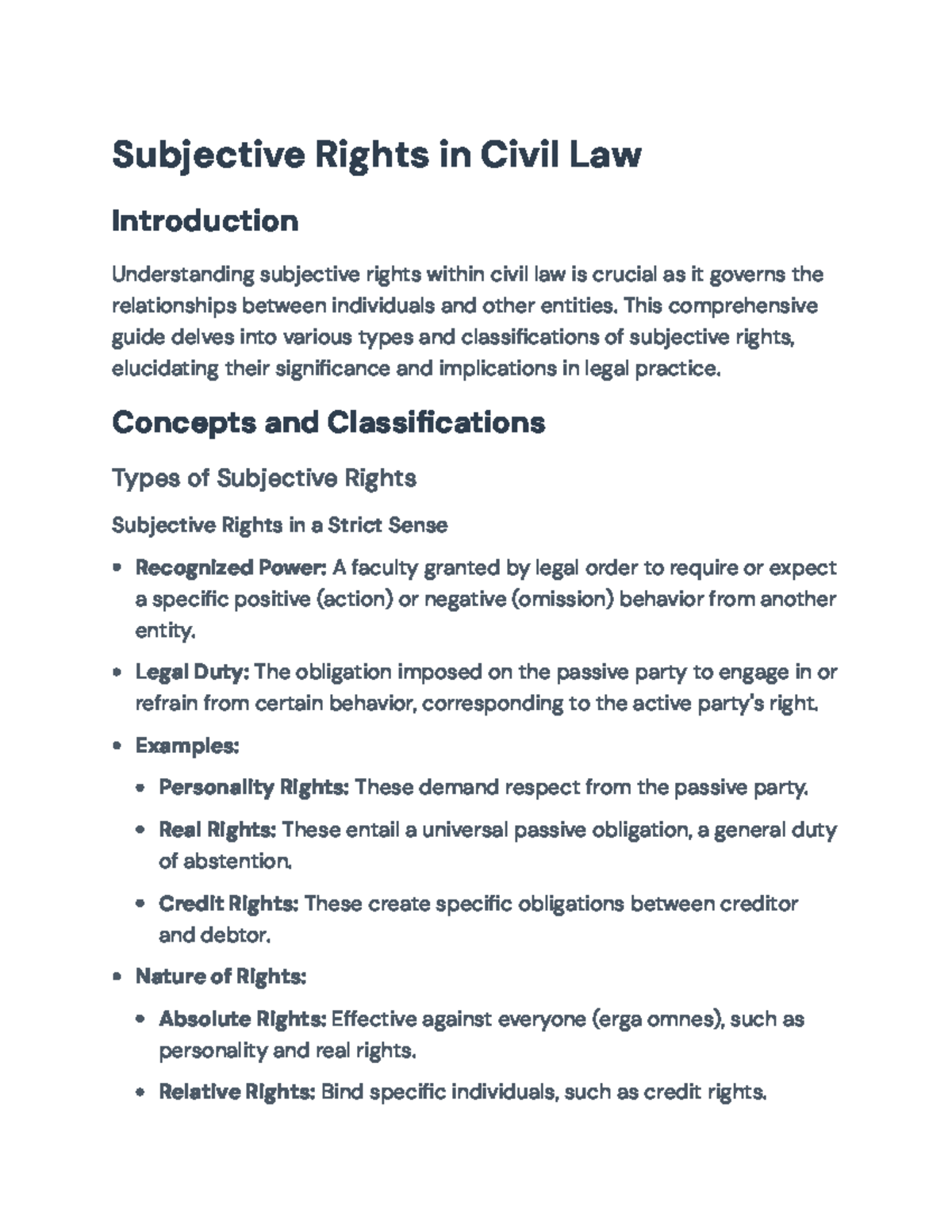 Subjective Rights in Civil Law: Concepts & Classifications Explained ...