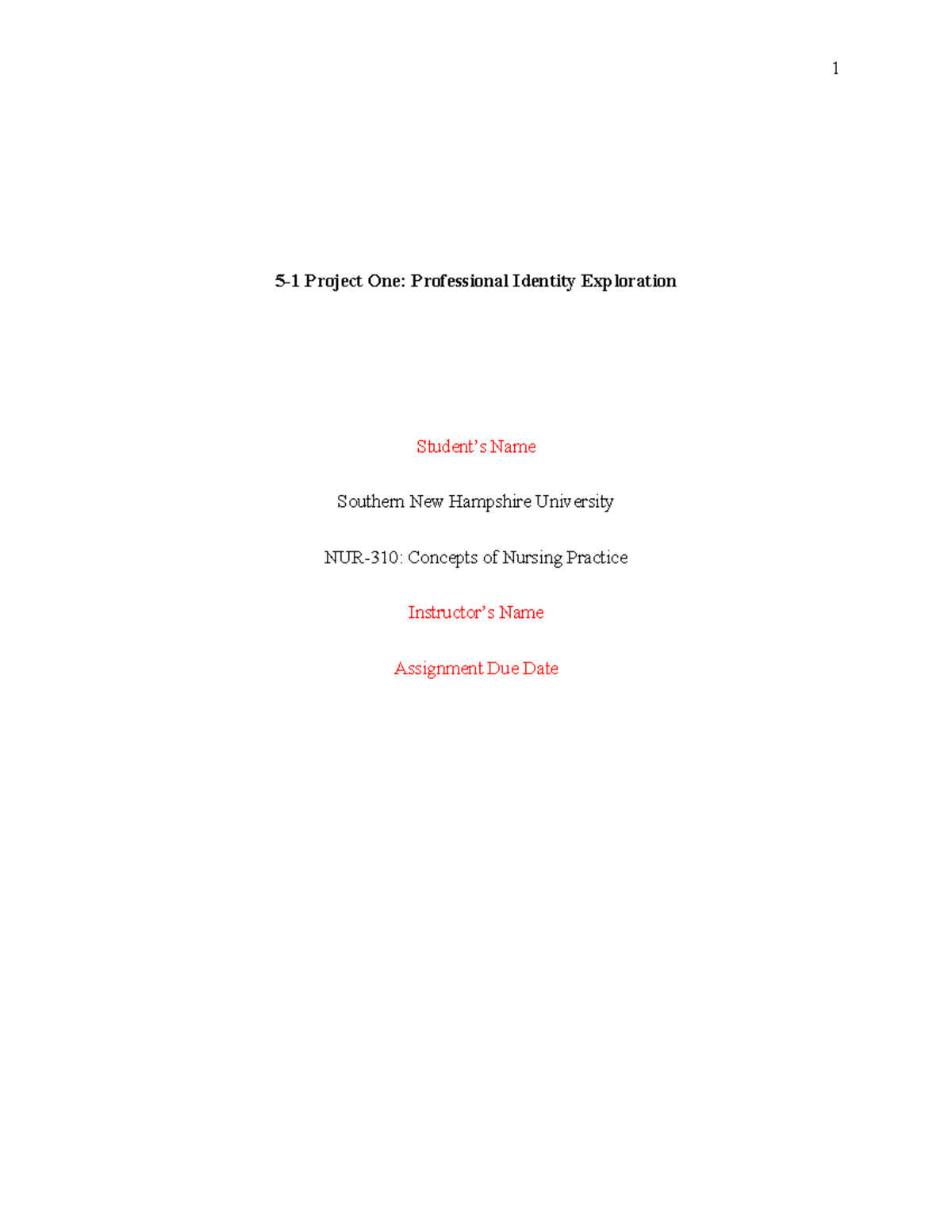 Professional Identity Exploration - 5-1 Project One: Professional ...