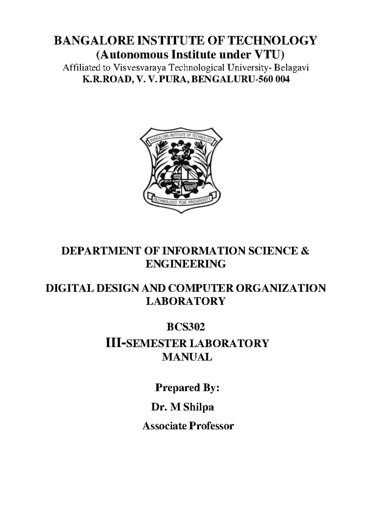 BCS302 Digital Design and Computer Organization Lab Manual 2025 - Studocu