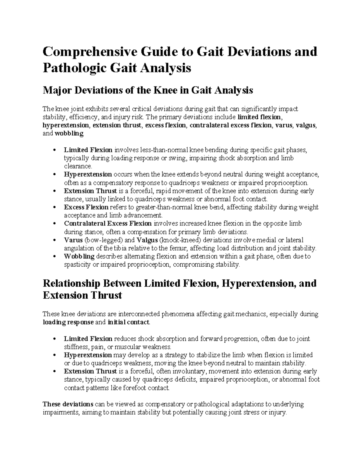 Comprehensive Study of Gait Deviations and Knee Pathology Analysis ...