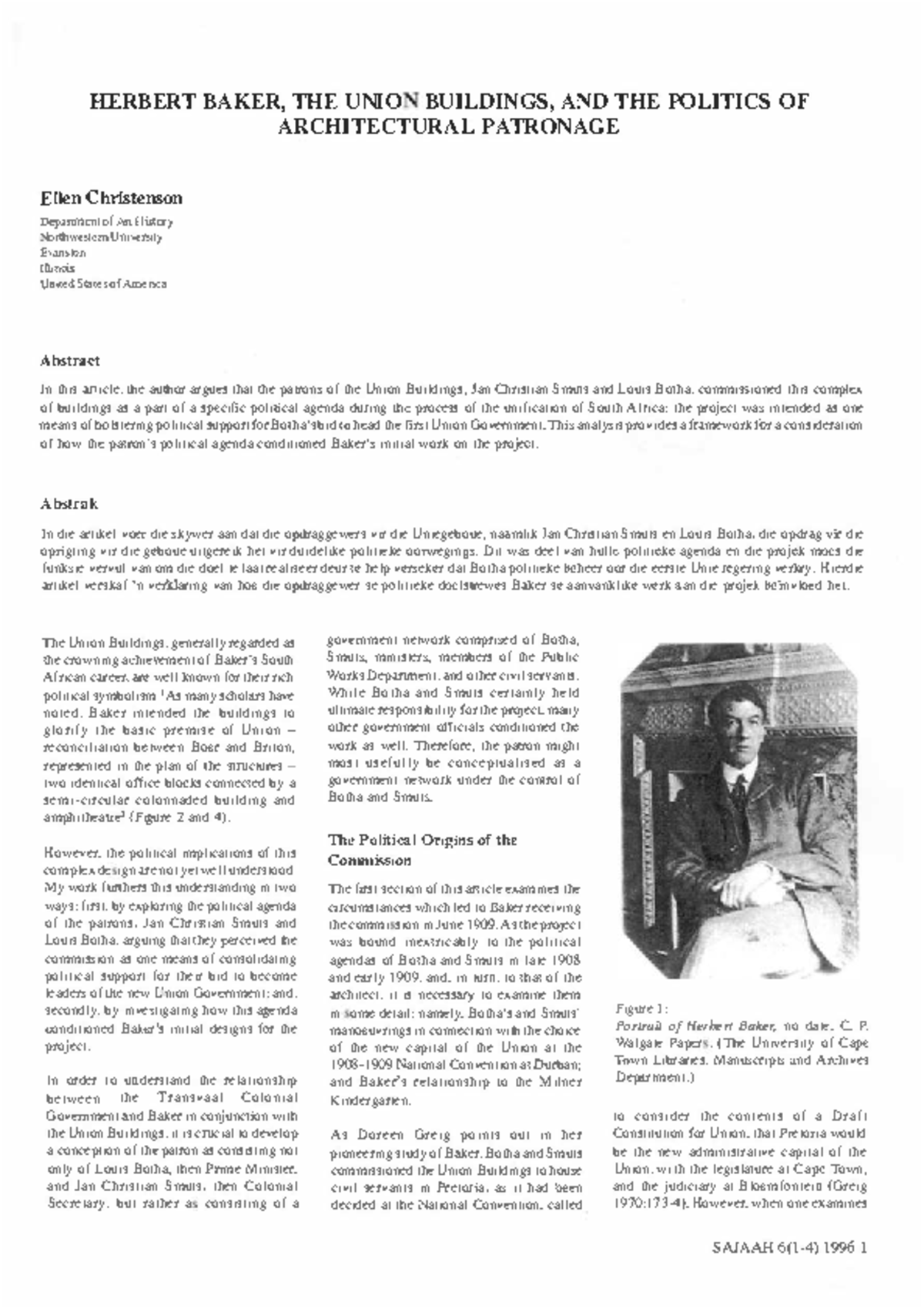 Herbert Baker and the Union Buildings: Politics of Architectural ...