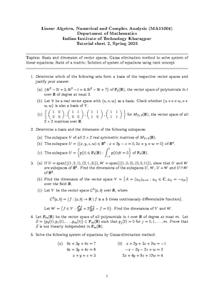 Tutorial 1 - tut - Linear Algebra, Numerical and Complex Analysis ...