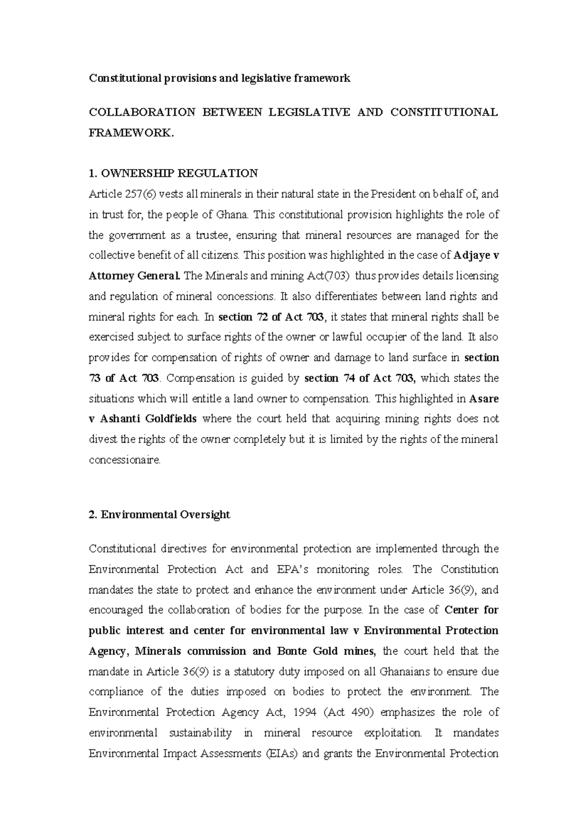 Constitutional provisions and legislative framewor.docx Sitso ...