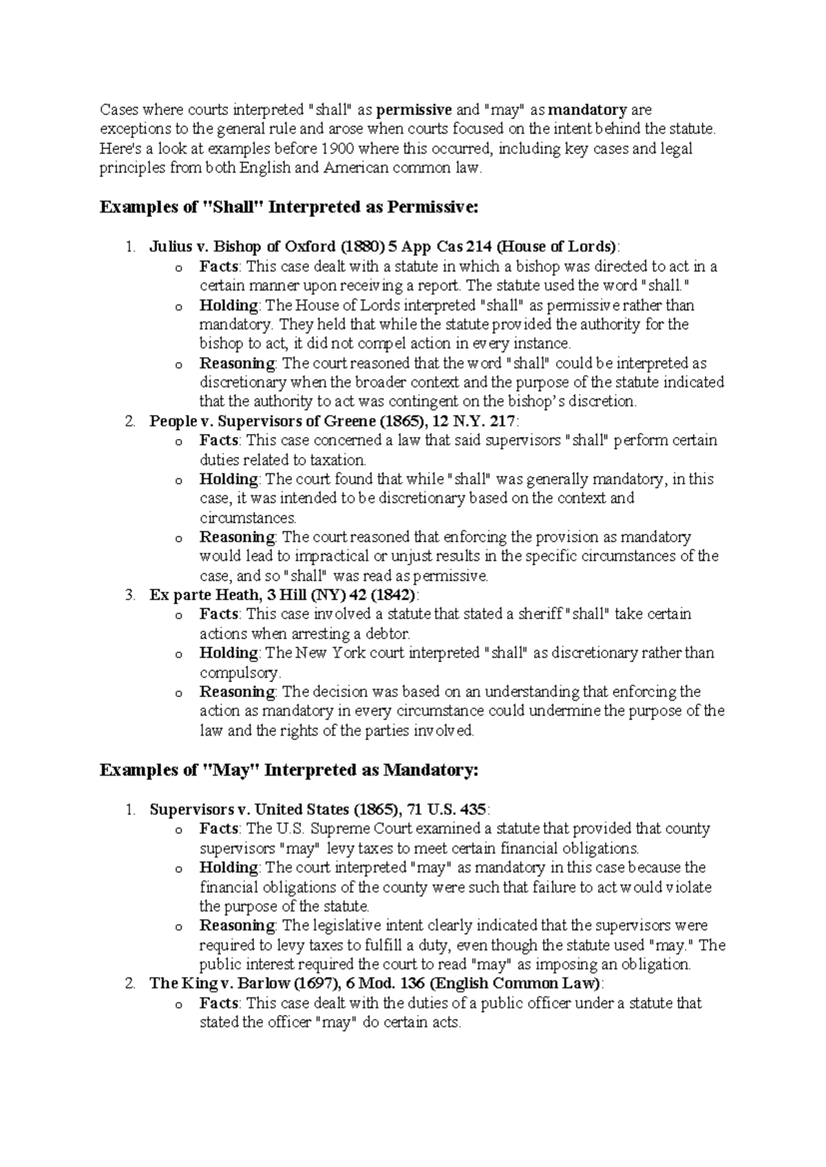 Interpretation of "Shall" and "May" in Historical Court Cases - Studocu