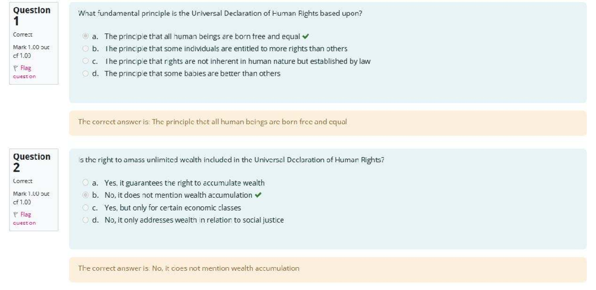 Unit 8 Self Quiz: Principles of the Universal Declaration of Human ...
