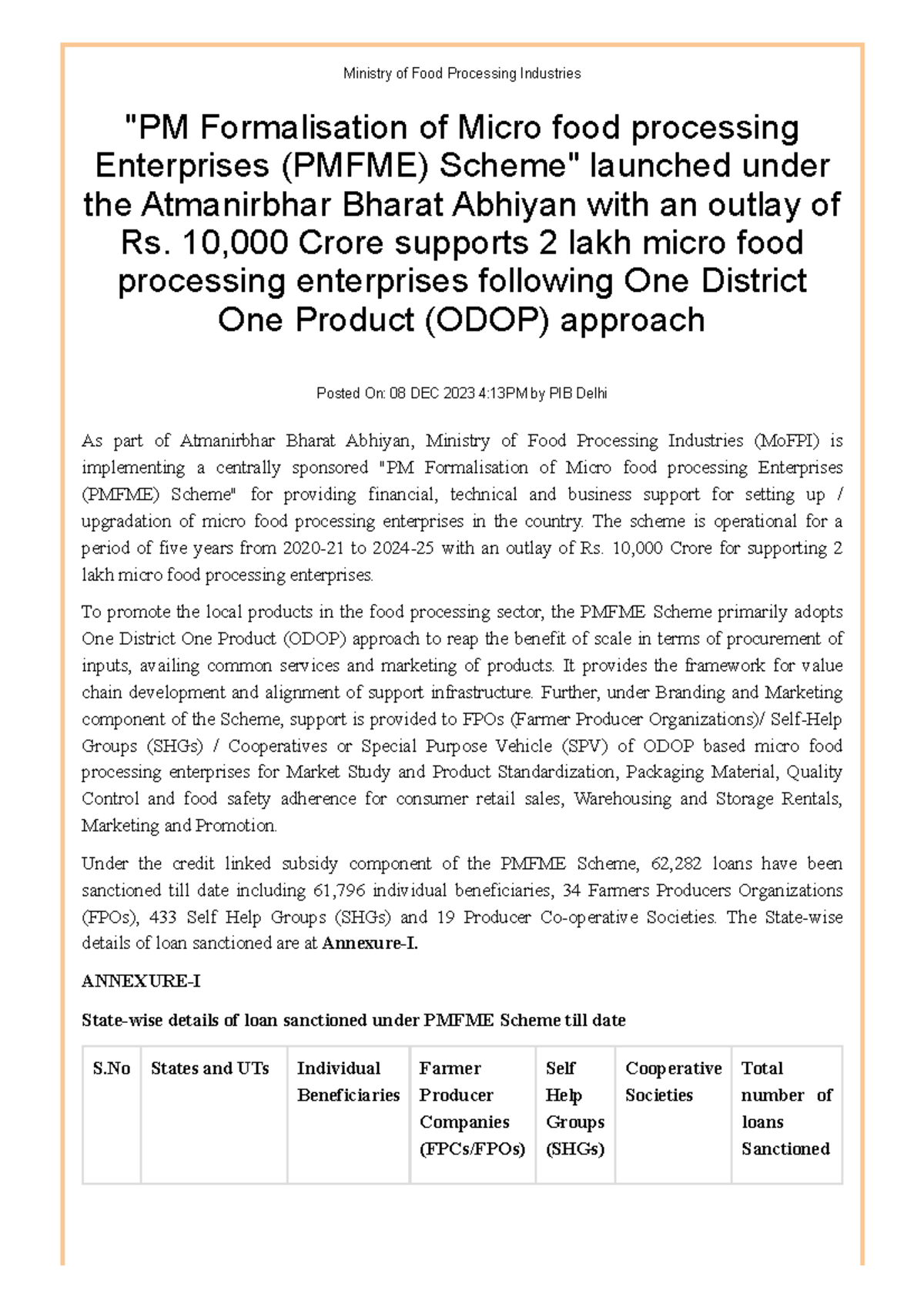 Pmfme - JHYH - Ministry of Food Processing Industries "PM Formalisation ...