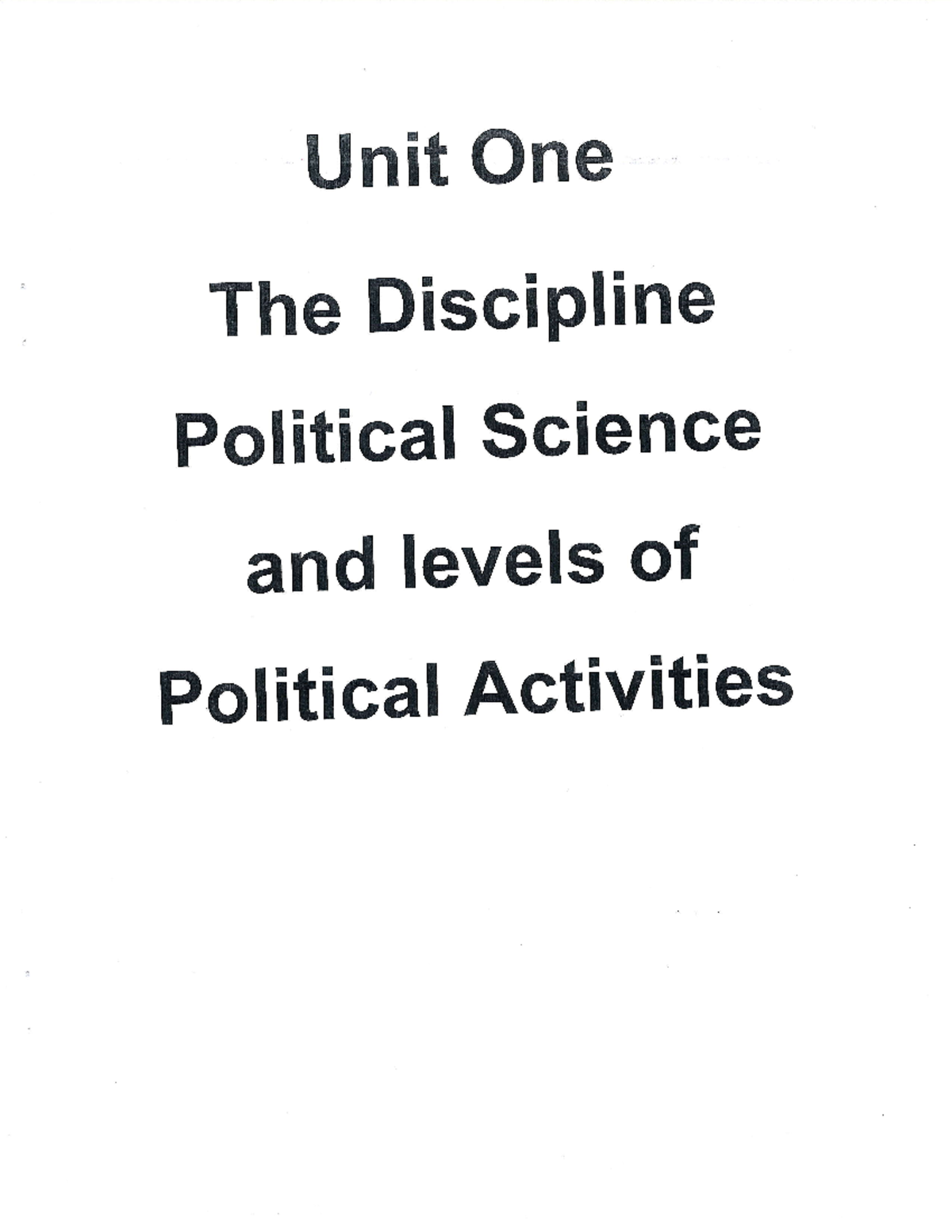 Introduction to Political Studies: POLI 112 Course Notes - Studocu