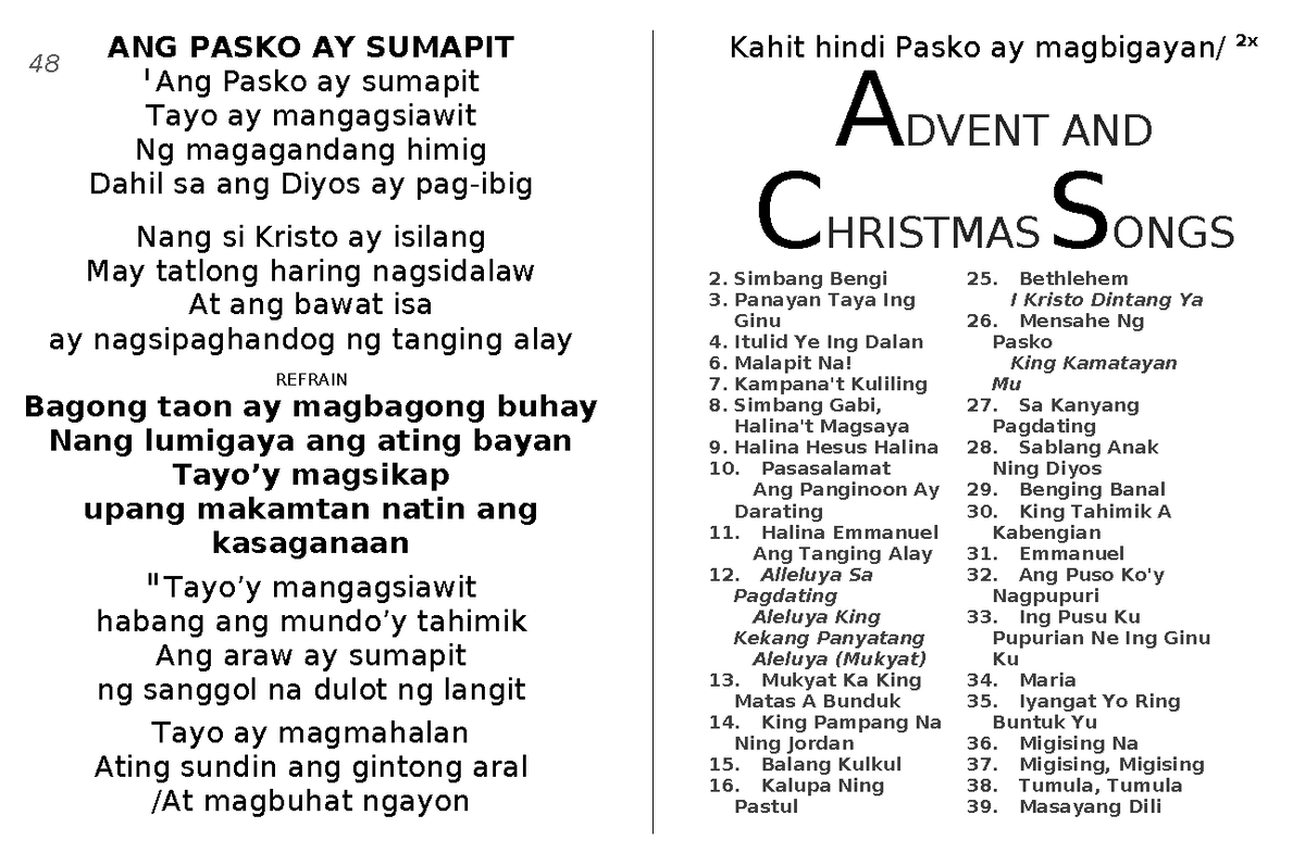 Simbang Bengi: Mga Awit at Pagsamba sa Paskong Dumating - Studocu