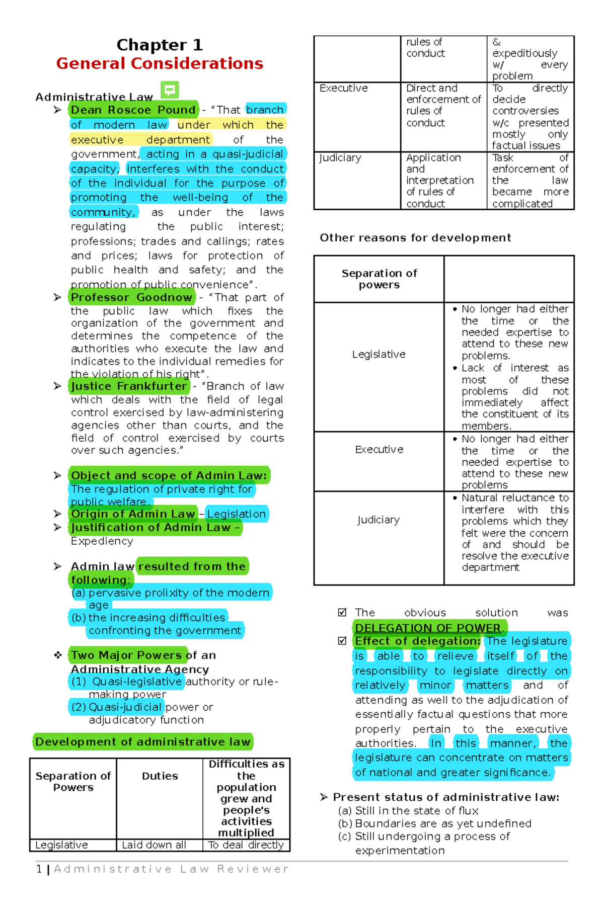 Administrative Law Reviewer: Finals 1 Overview & Key Concepts - Studocu