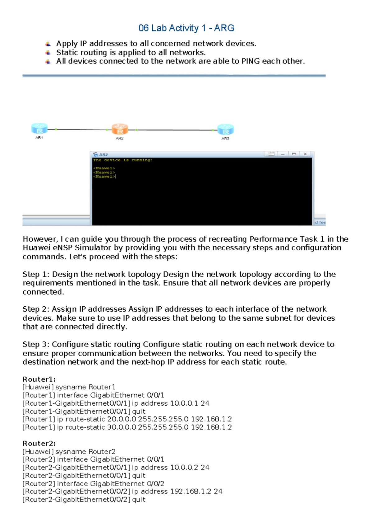 06 Lab Activity 1 - IP Addressing & Routing for BSC in IS - Studocu
