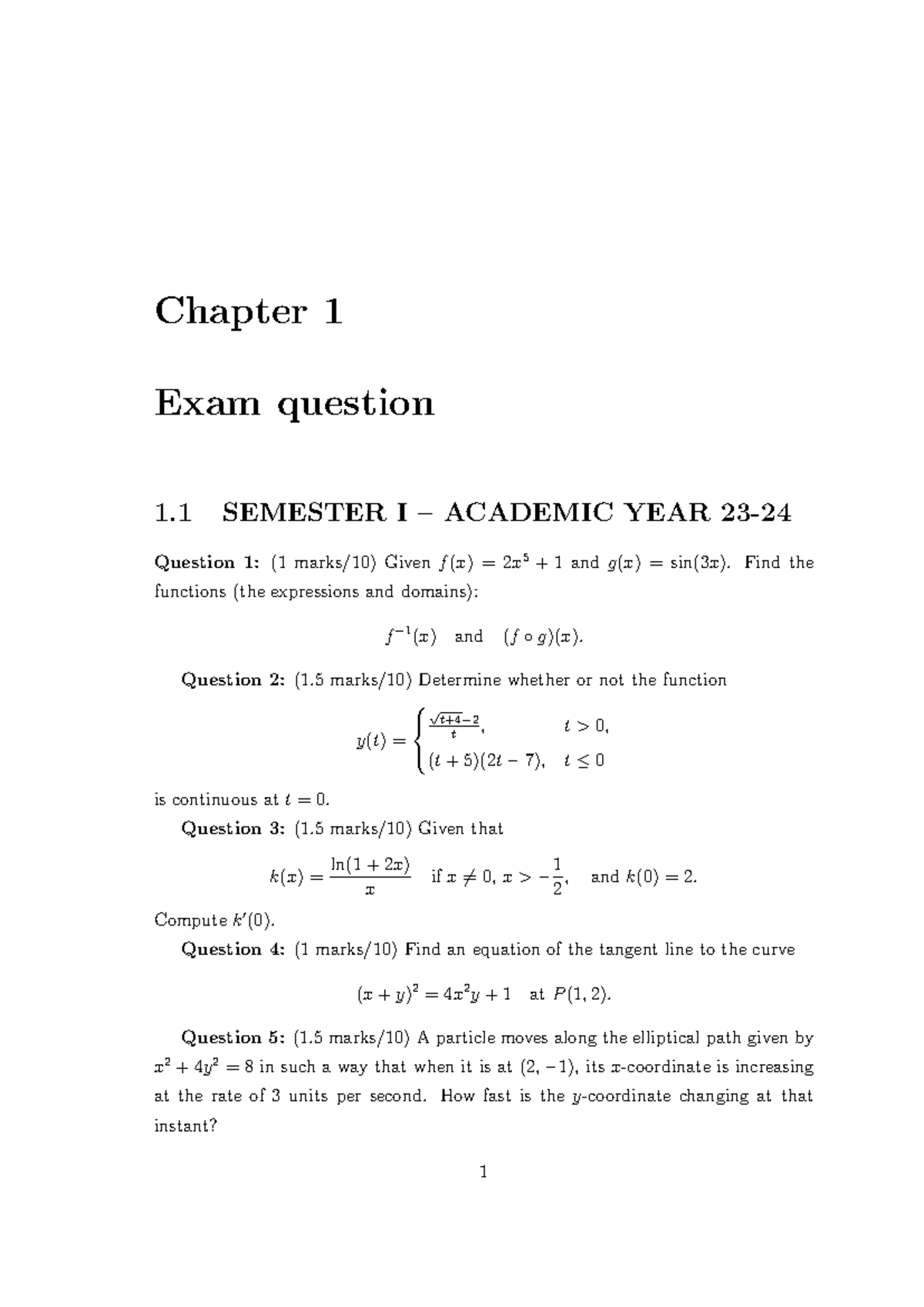 Final Exam Questions for Calculus 101 - SEMESTER I & II - Studocu