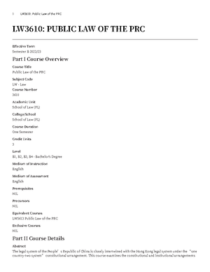 [Solved] Chinese PartyState Structure - Public Law of the PRC (LW3610 ...