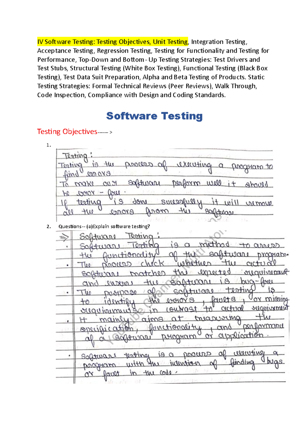 SE-4 Software Testing: Objectives, Types, Strategies, and Techniques ...