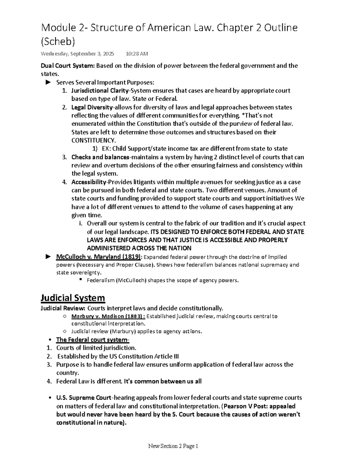 Module 2: Structure of American Law - Chapter 2 Outline (Scheb) - Studocu