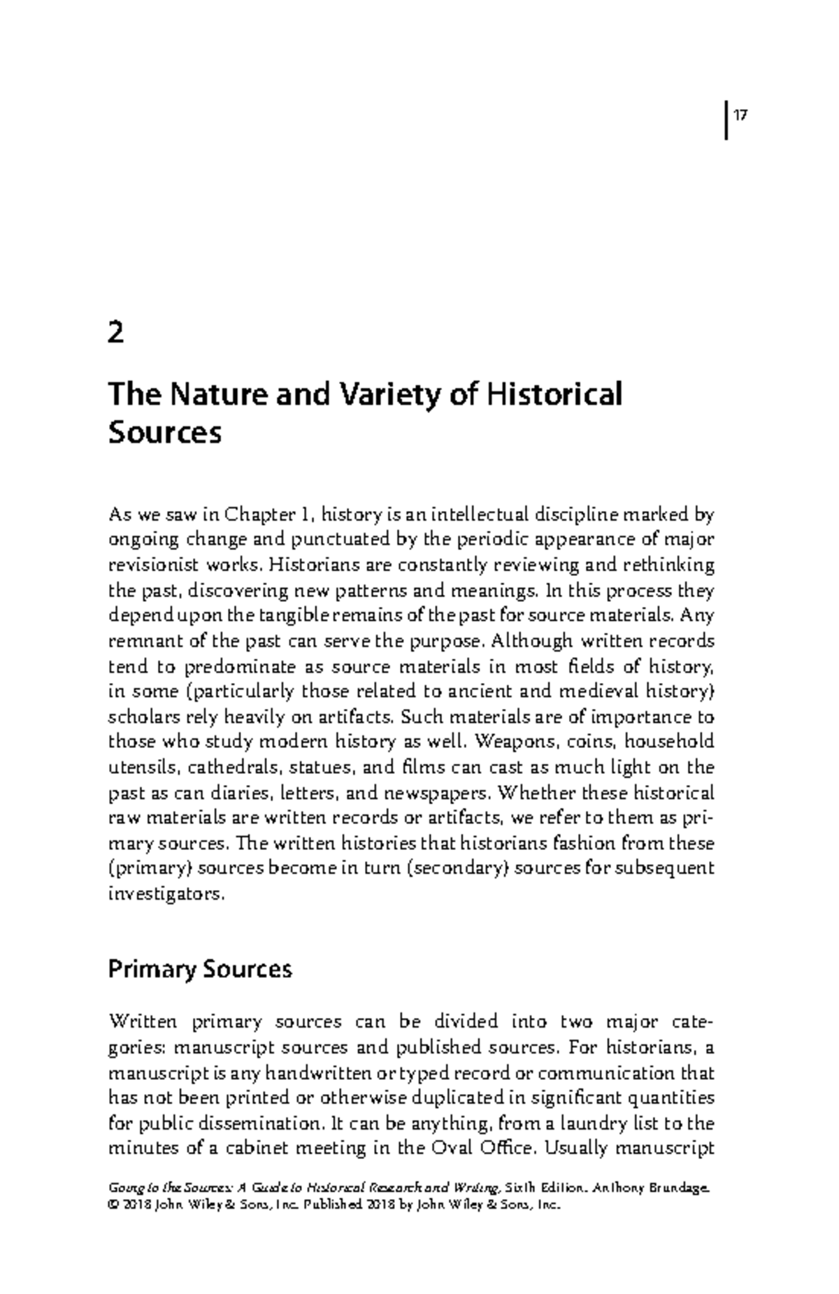 2 Nature & Variety of Historical Sources ...