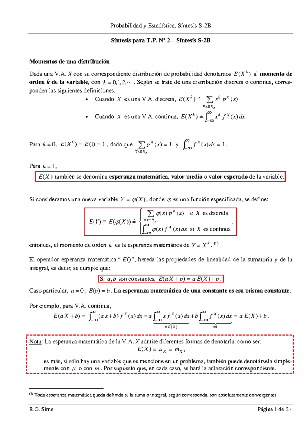 Probabilidad y Estadística: Síntesis T.P. Nº 2 - Momentos de ...