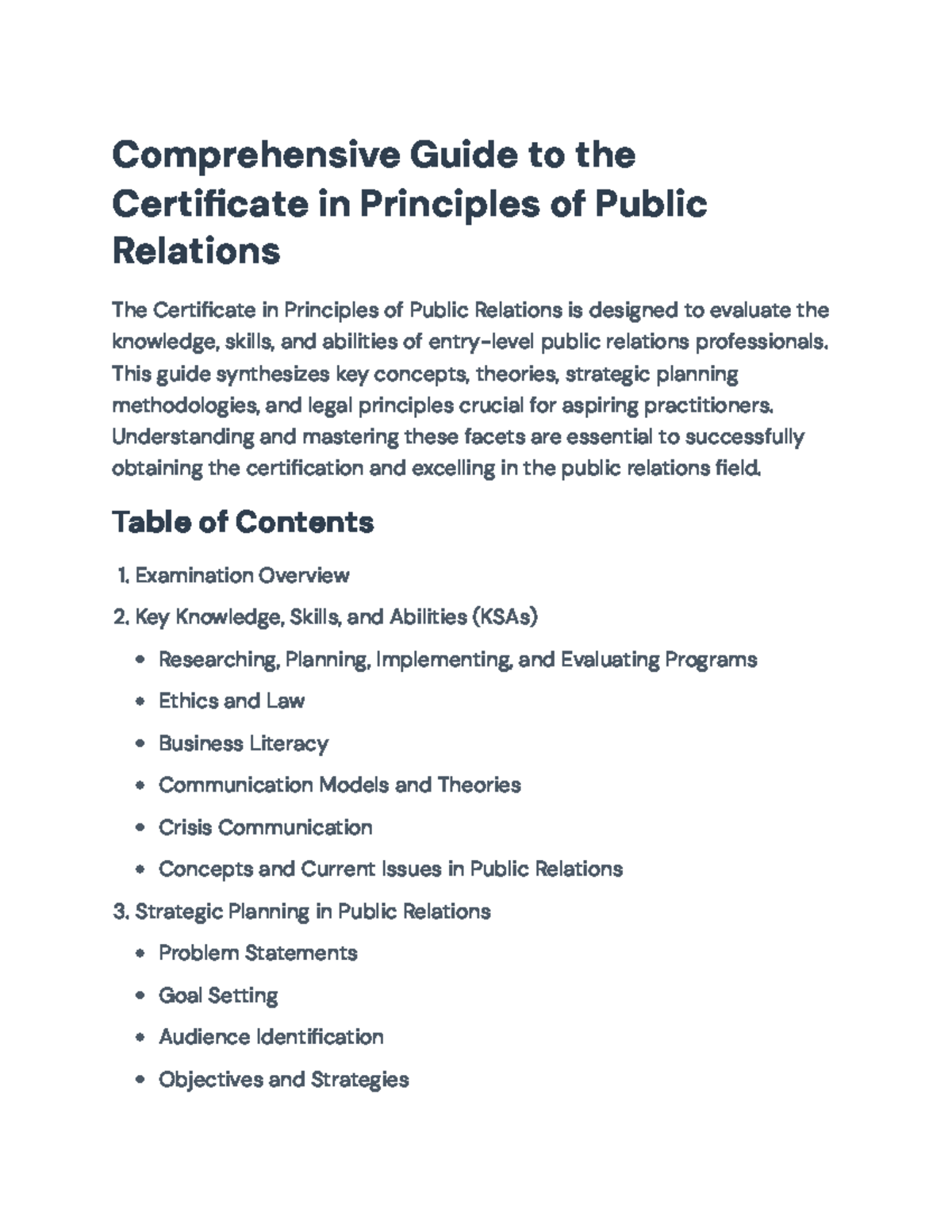Certificate in Principles of Public Relations: Comprehensive Exam Guide ...