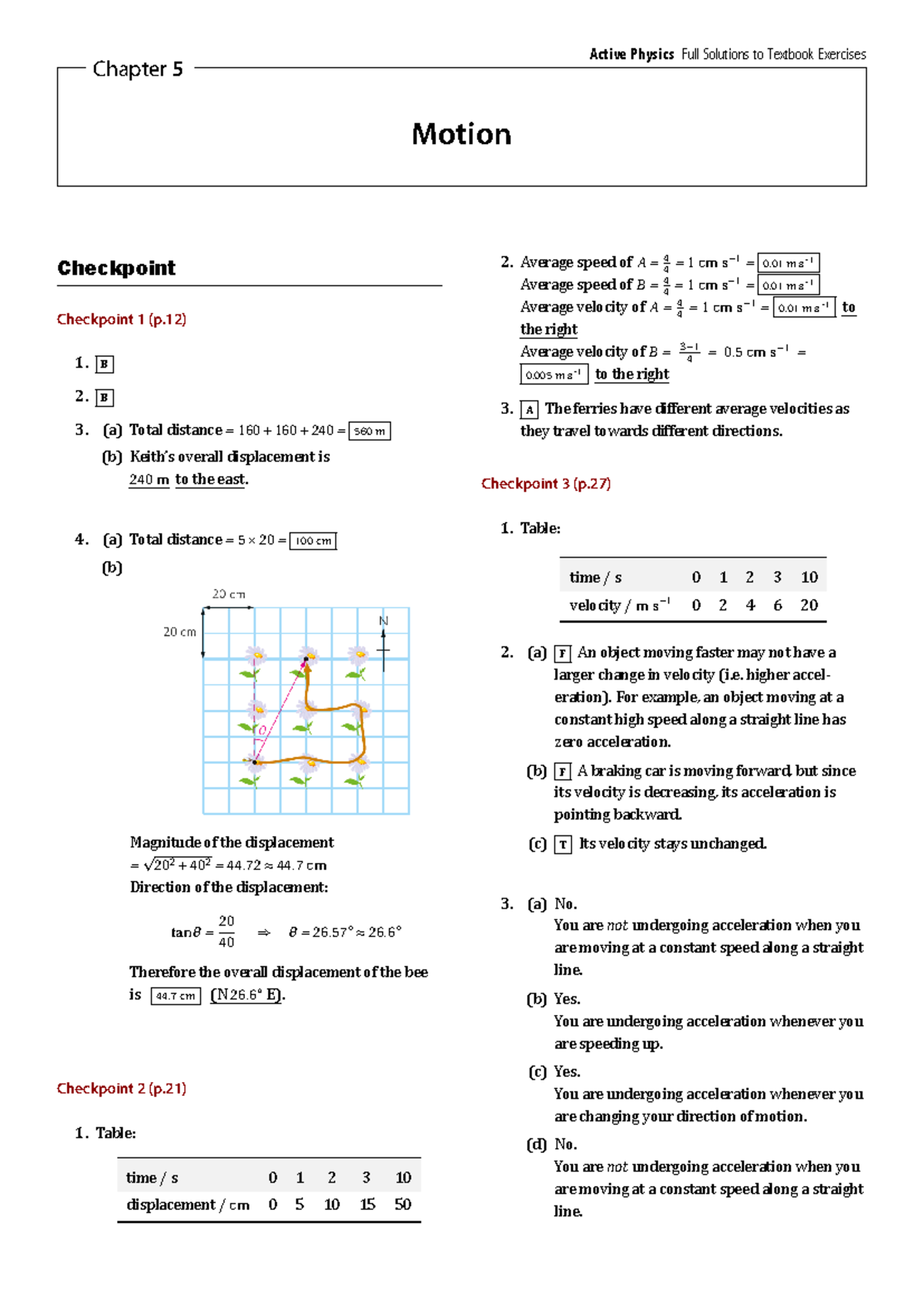 Physics 101: Active Solutions for Chapter 5 Motion Exercises - Studocu
