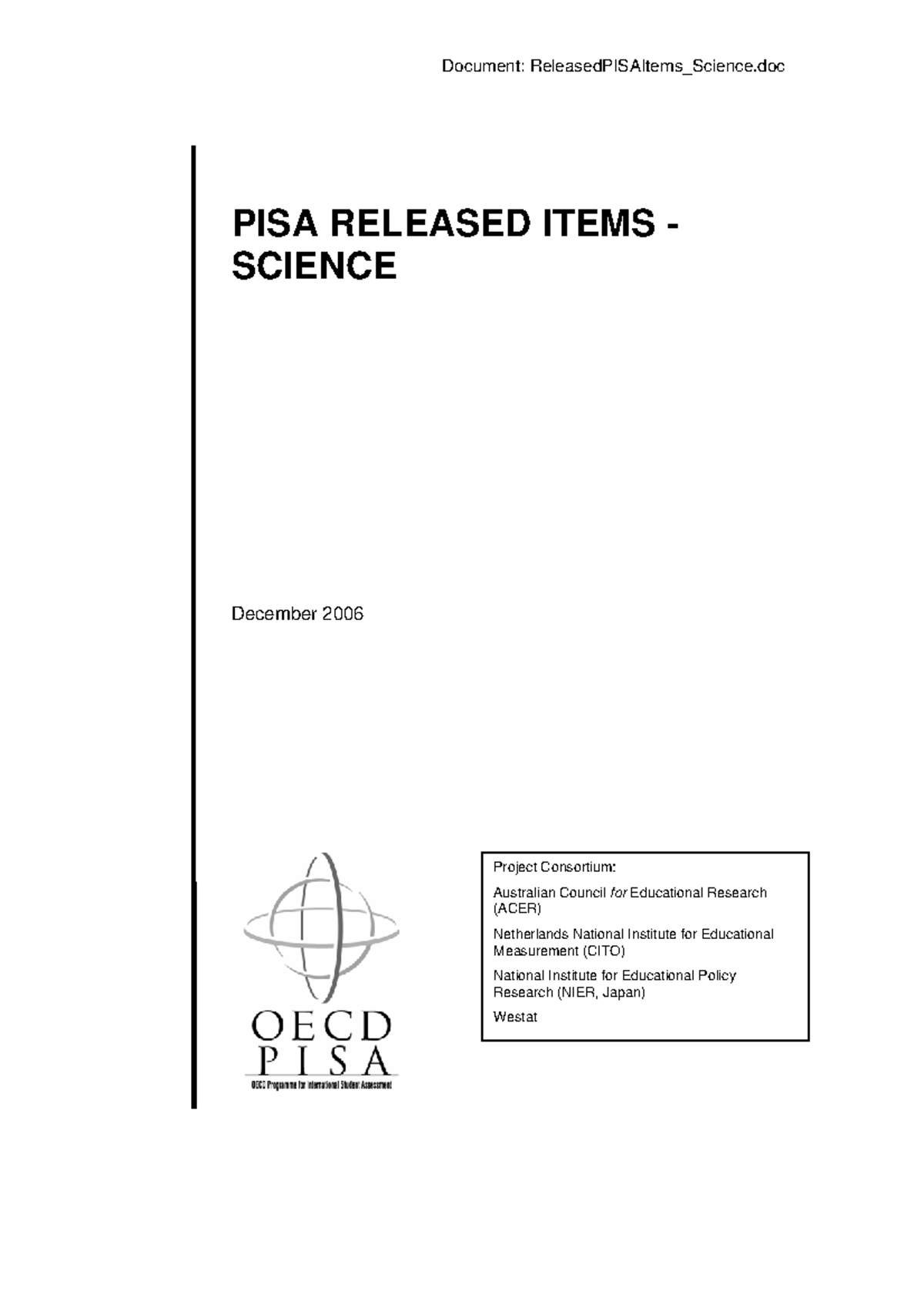 Science e book Test materials - Document: ReleasedPISAItems_Science ...