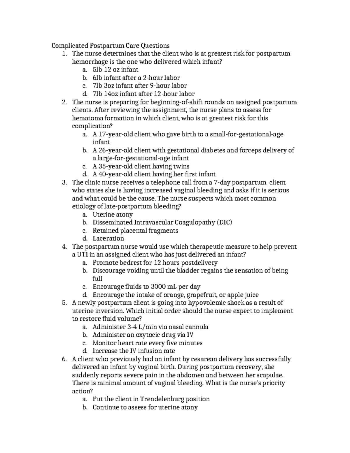 Complicated Postpartum Care Questions: Risk Assessment & Management ...