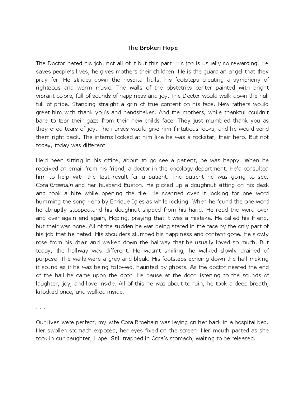 The Broken Hope - A Short Story Analysis - Studocu