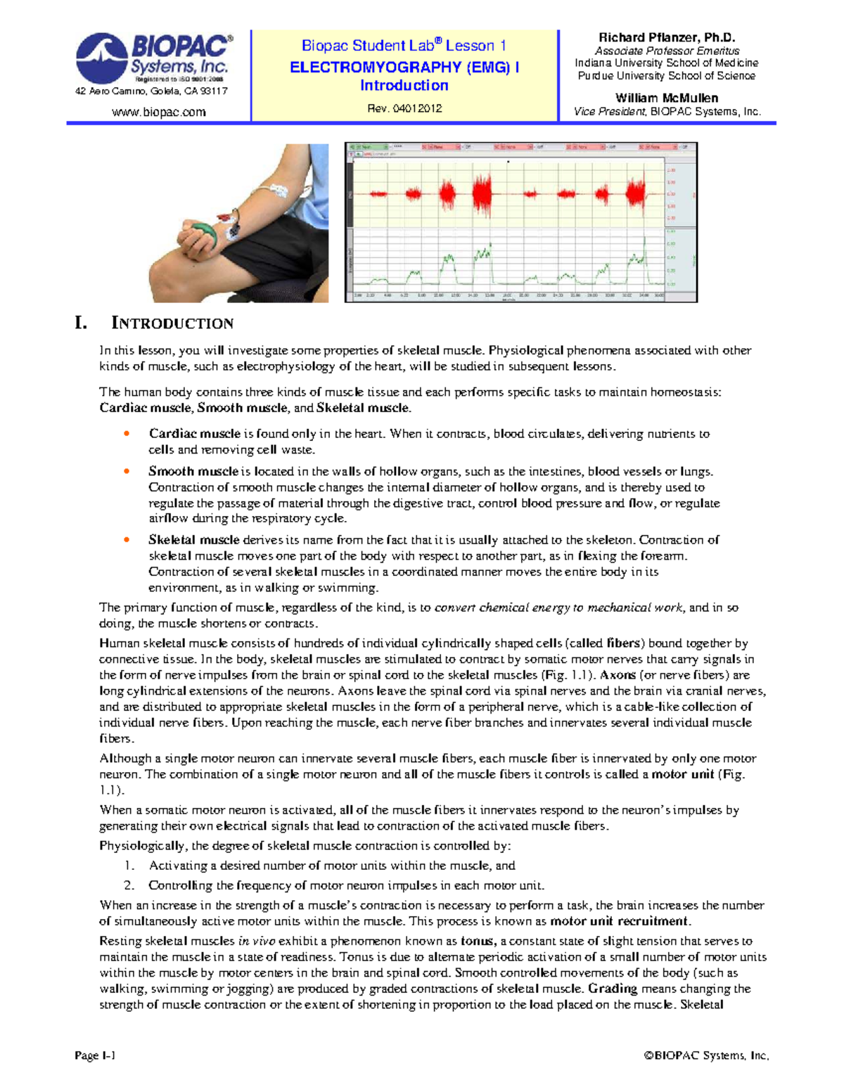 Biopac Student Lesson 1: Introduction to Electromyography (EMG) - Studocu