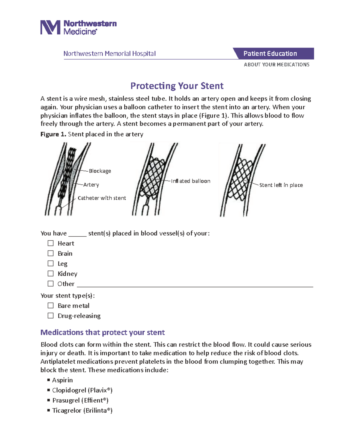 Northwestern Medicine: Patient Education on Stent Protection - Studocu