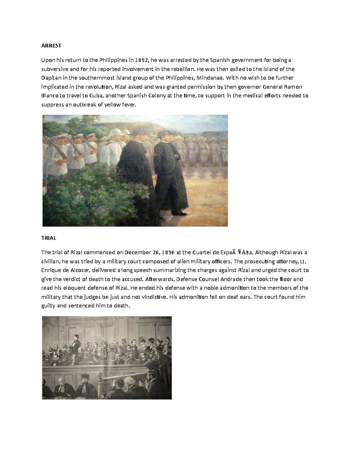 Arrest, Trial & Execution of Jose Rizal: A Historical Overview - Studocu