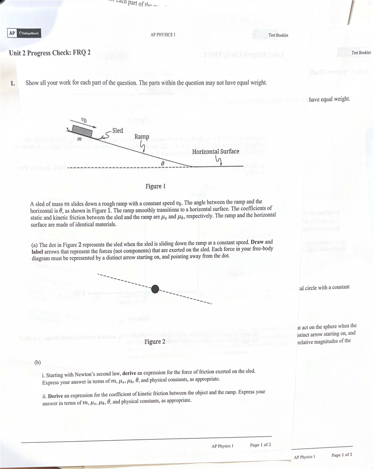 AP PHYSICS Unit 2 Progress Check: FRQ 2 Test B Booklet - Studocu