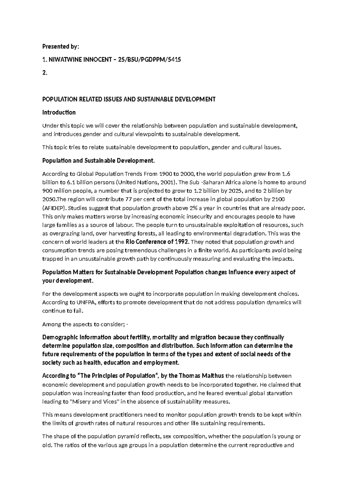 Population Dynamics and Sustainable Development: Gender Perspectives ...