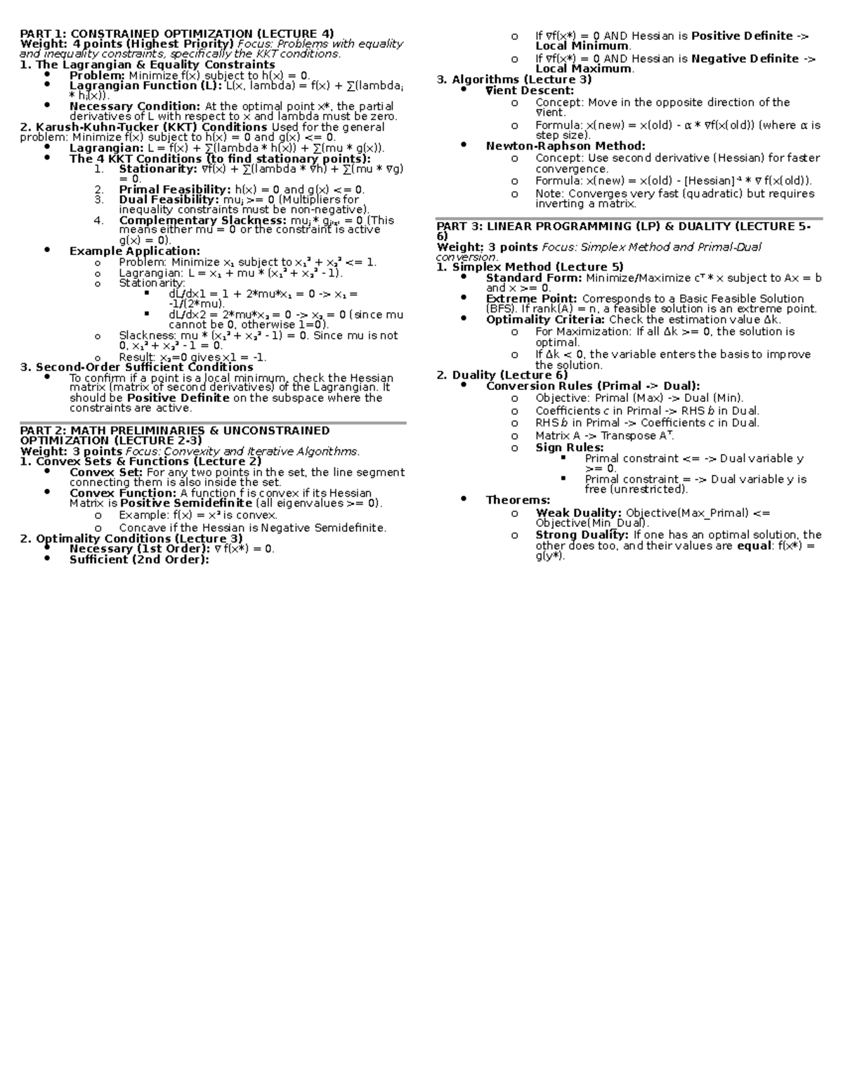 Constrained Optimization & Linear Programming (MATH 101) Lecture Notes ...
