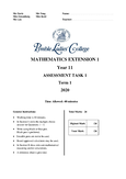 Year 11 Math Extension 1 - Grade: 11 - New South Wales Higher School ...