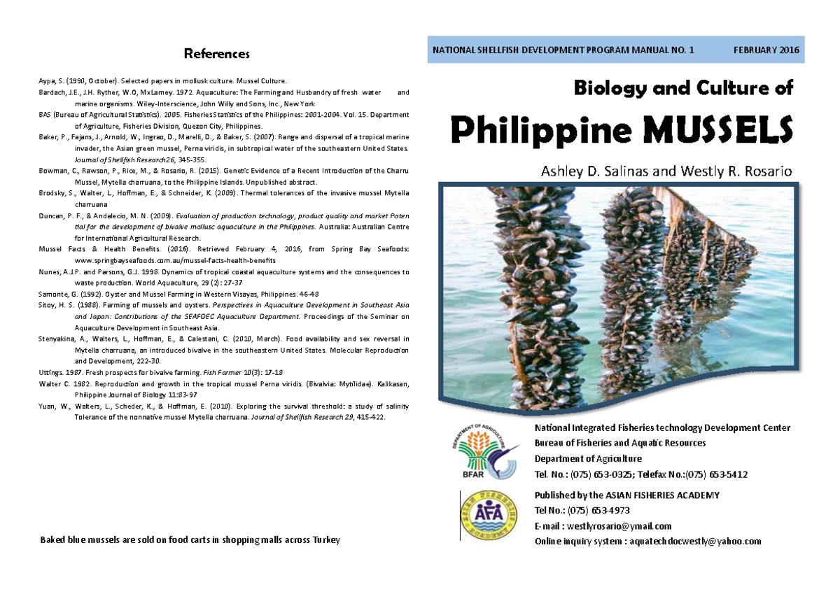 Biology and Culture of Philippine Mussels: A Comprehensive Guide - Studocu