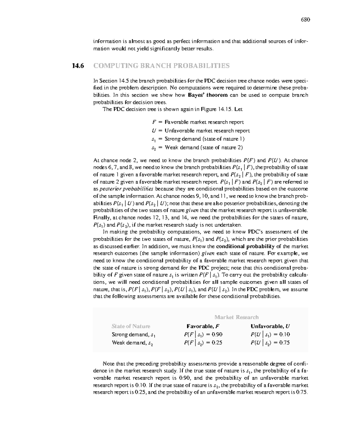 674 INTRODUCTION TO MANAGEMENT SCIENCE: Branch Probabilities & Decision ...