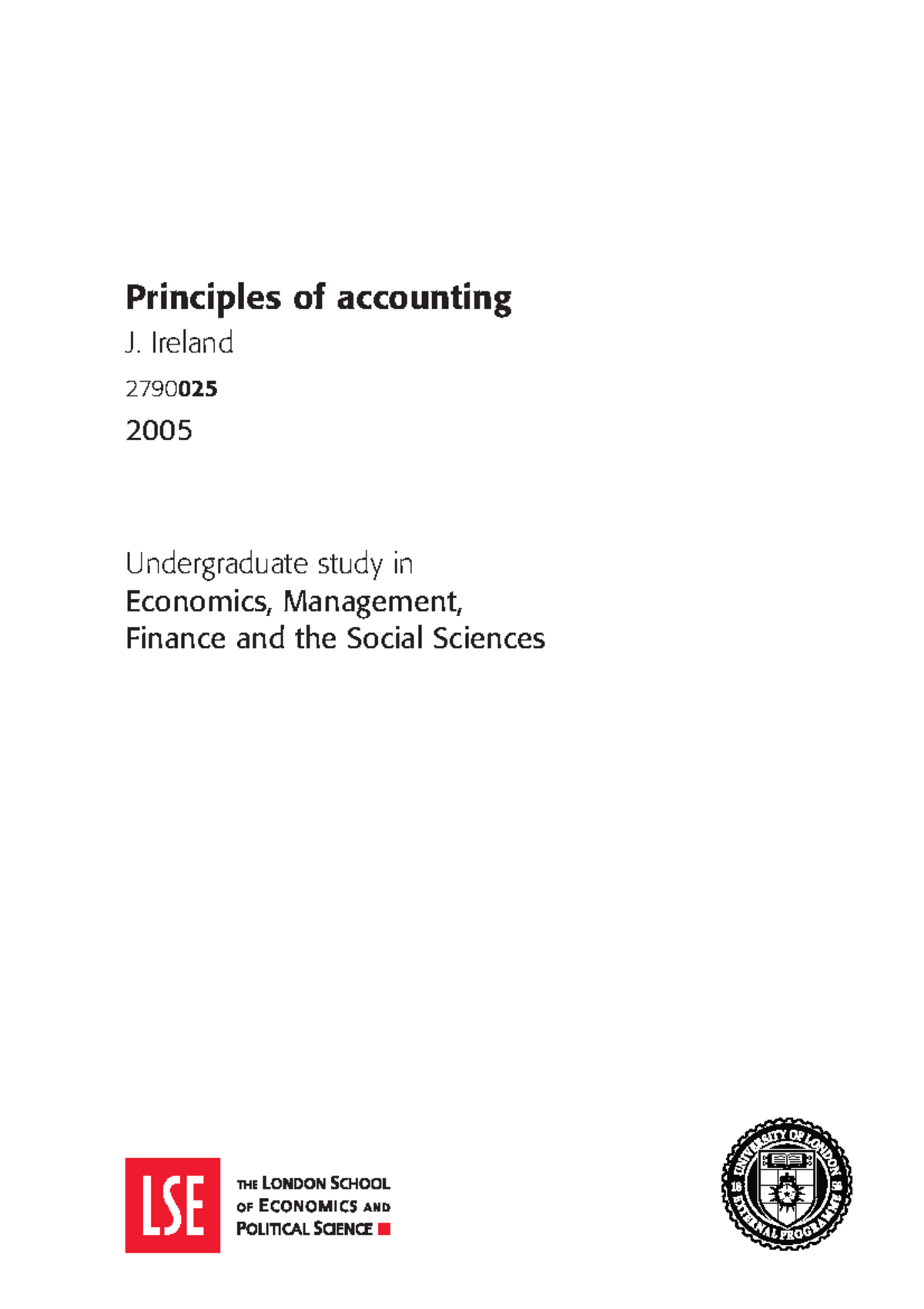 Principles of Accounting (Course Code: 2790025) - Study Guide - Studocu
