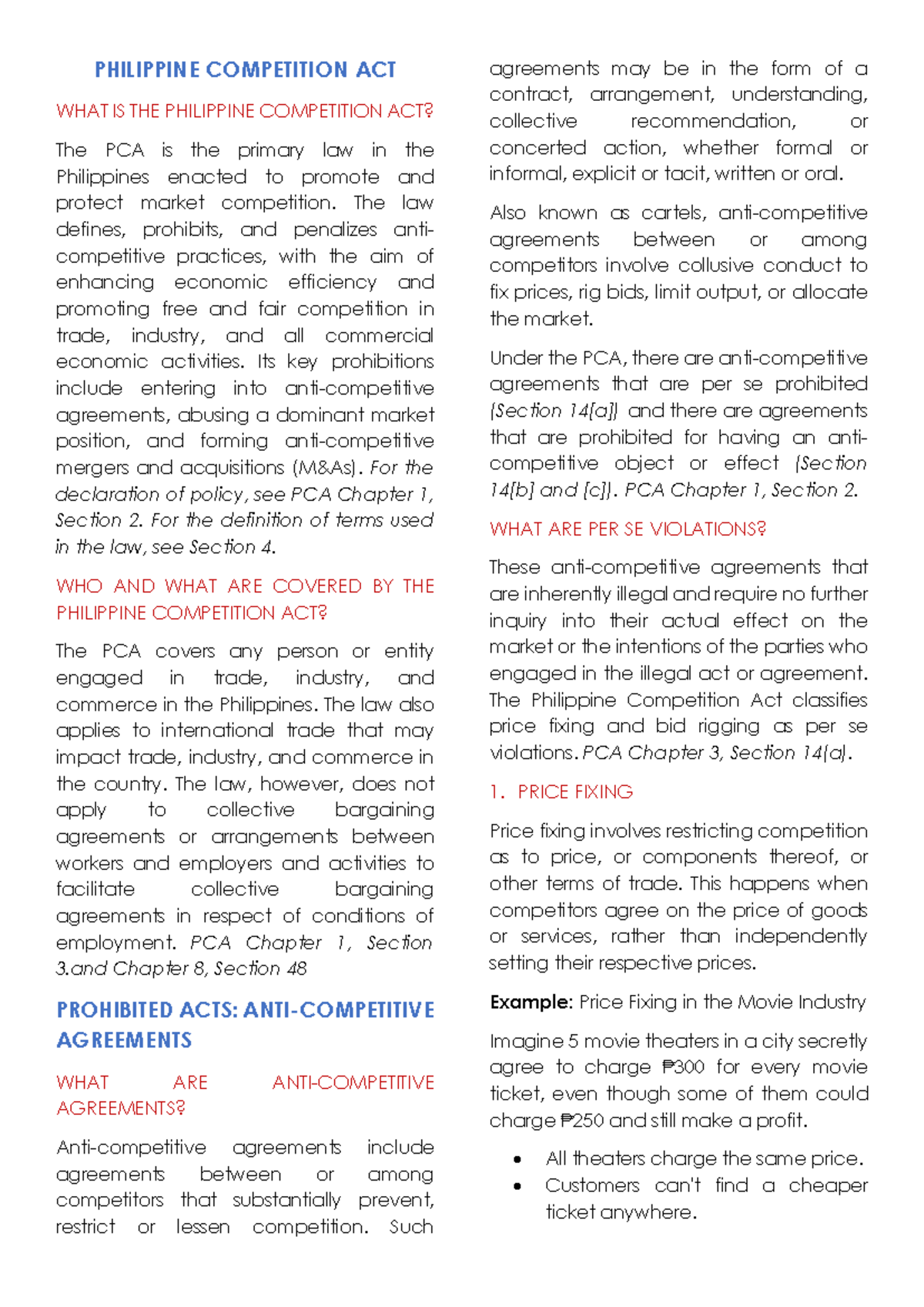 Philippine Competition Act: Overview, Prohibitions, and Enforcement ...
