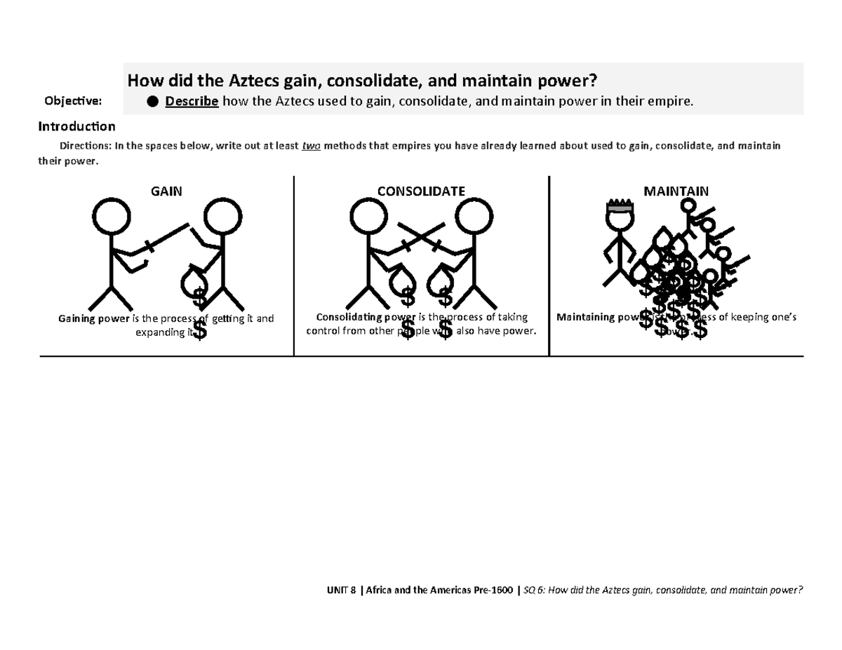UNIT 8 Africa and the Americas SQ 6: Aztecs' Power Dynamics Explained ...