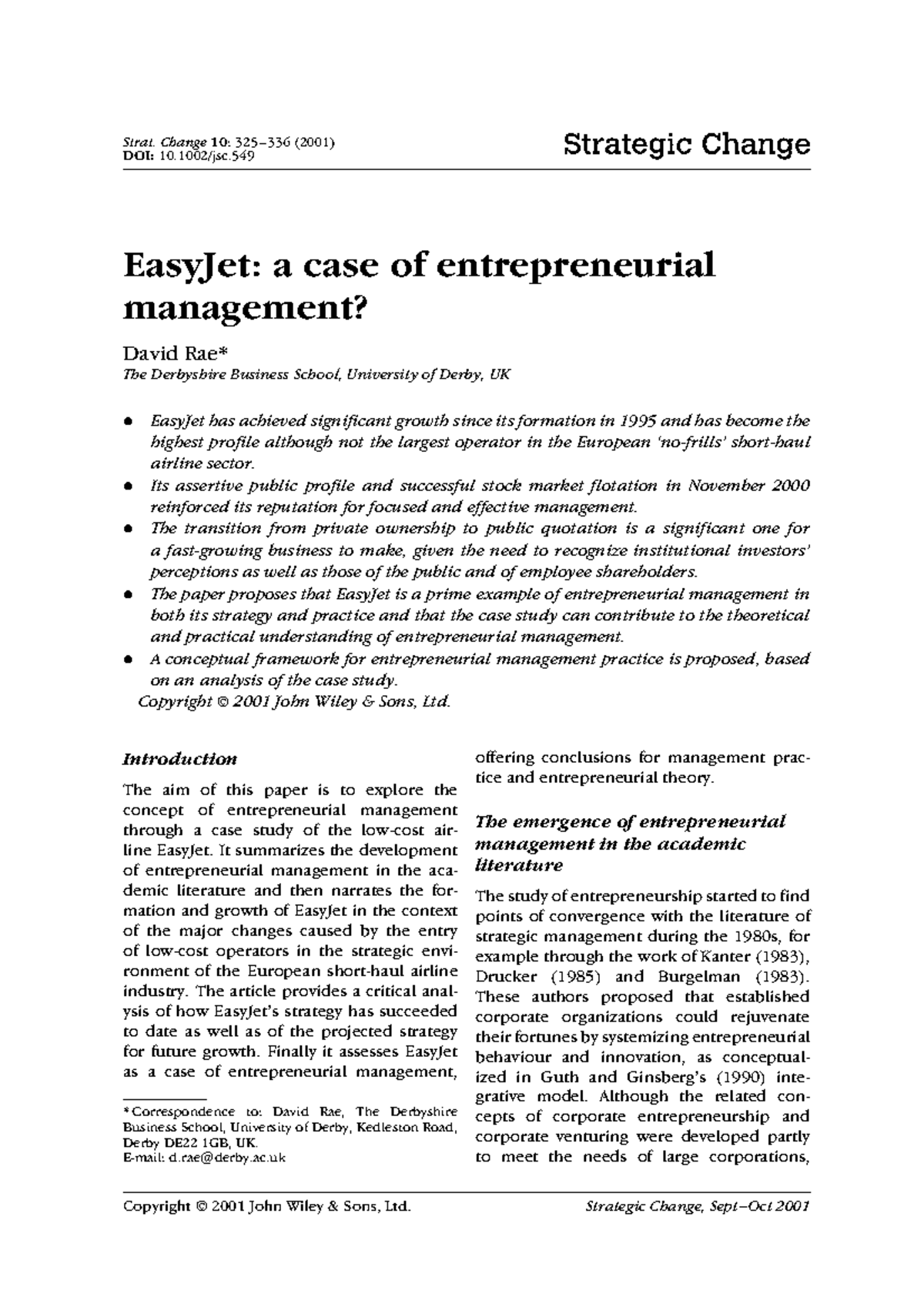 A Case of ent Managment - a case study of entrepreneurial management ...