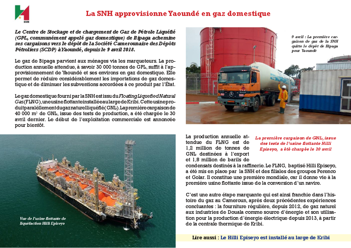 FLNG - La SNH Approvisionne Yaoundé en GPL - Mai 2018 - Studocu