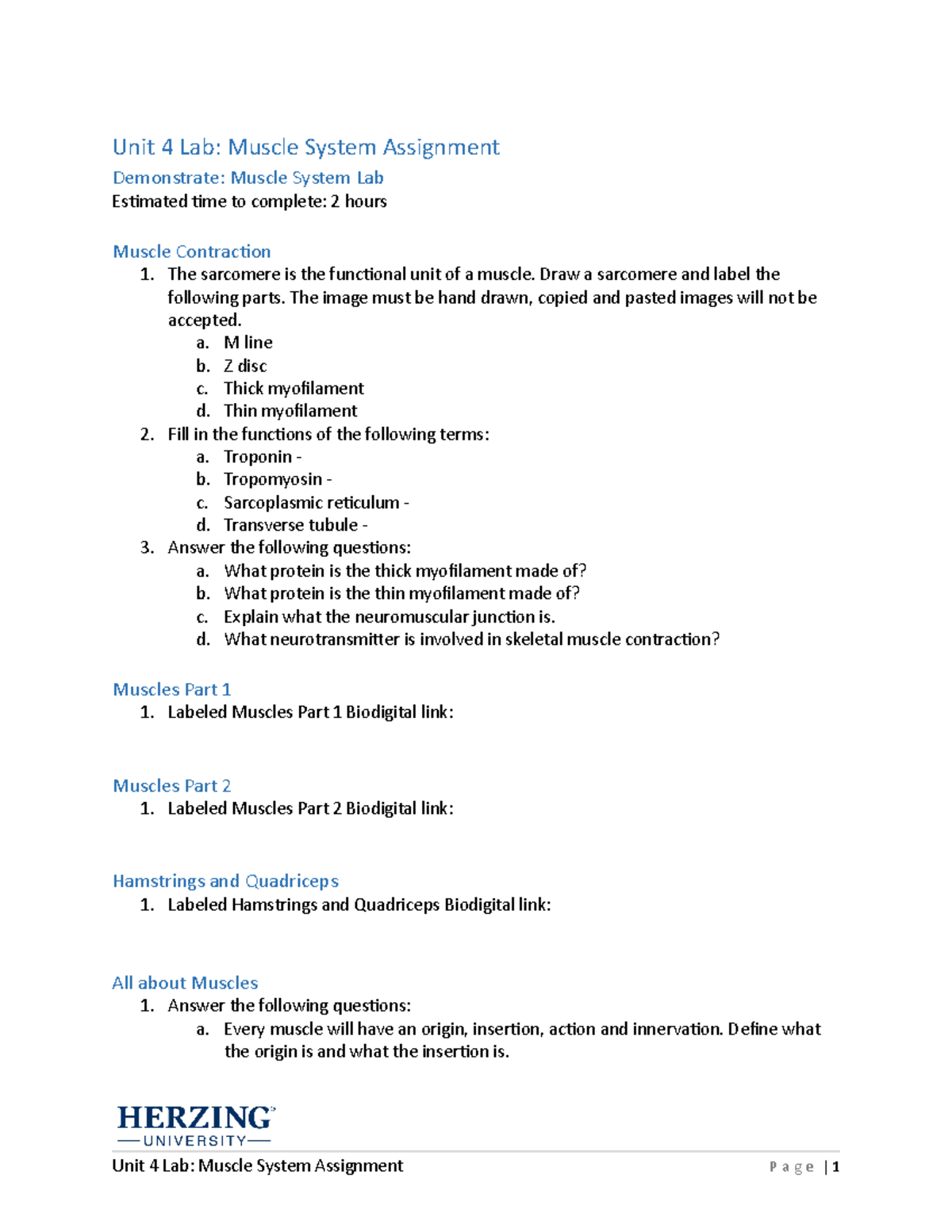 Unit 4 Lab Assignment - Unit 4 Lab: Muscle System Assignment Demonstrate: Muscle System Lab ...