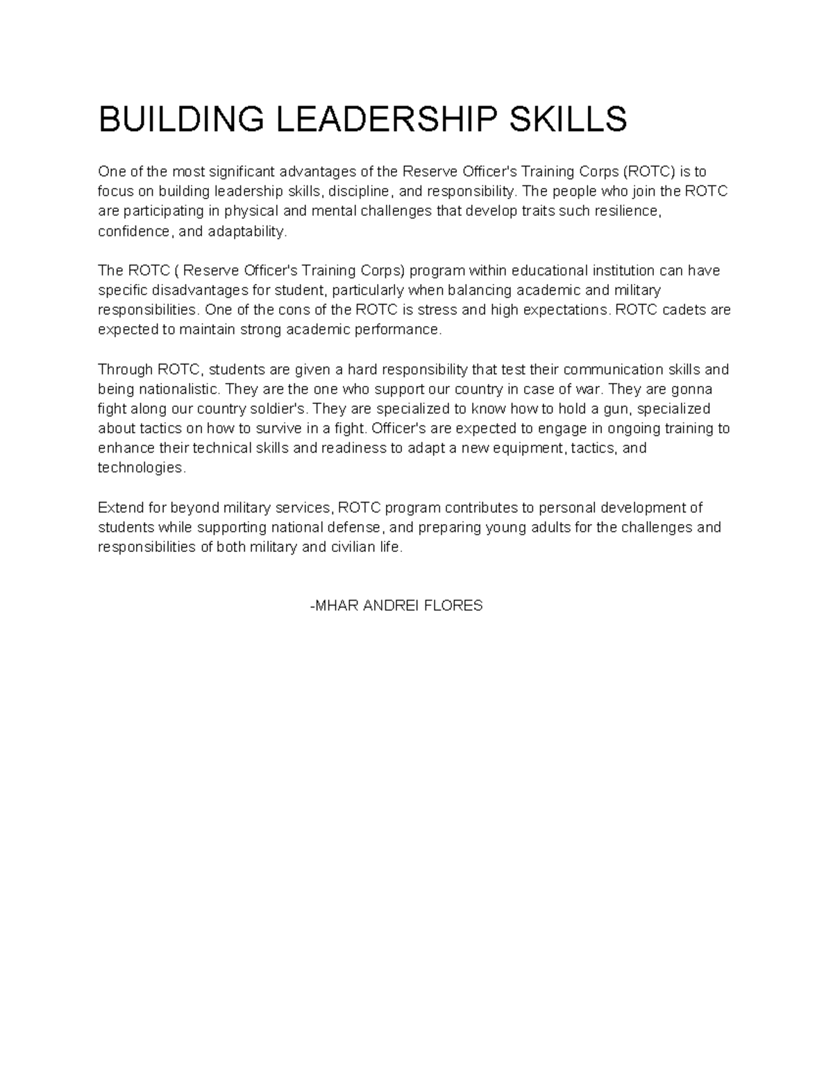 Building Leadership Skills - BUILDING LEADERSHIP SKILLS One of the most ...