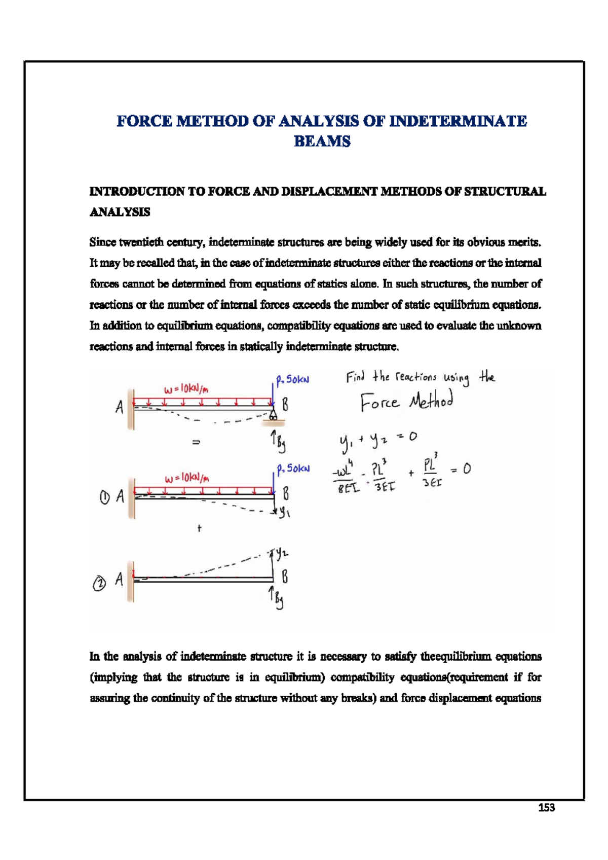Force method of analysis of intermediate beams - Mechanical engineering - Studocu