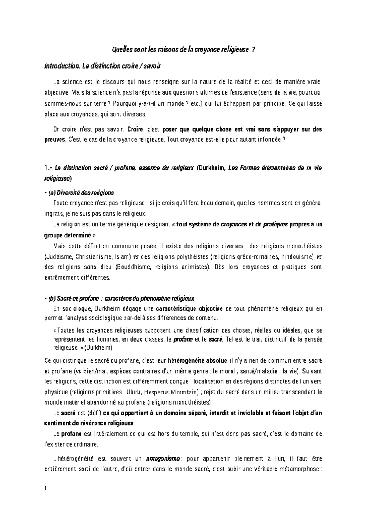 Raisons de la Croyance Religieuse : Analyse et Perspectives (T ...
