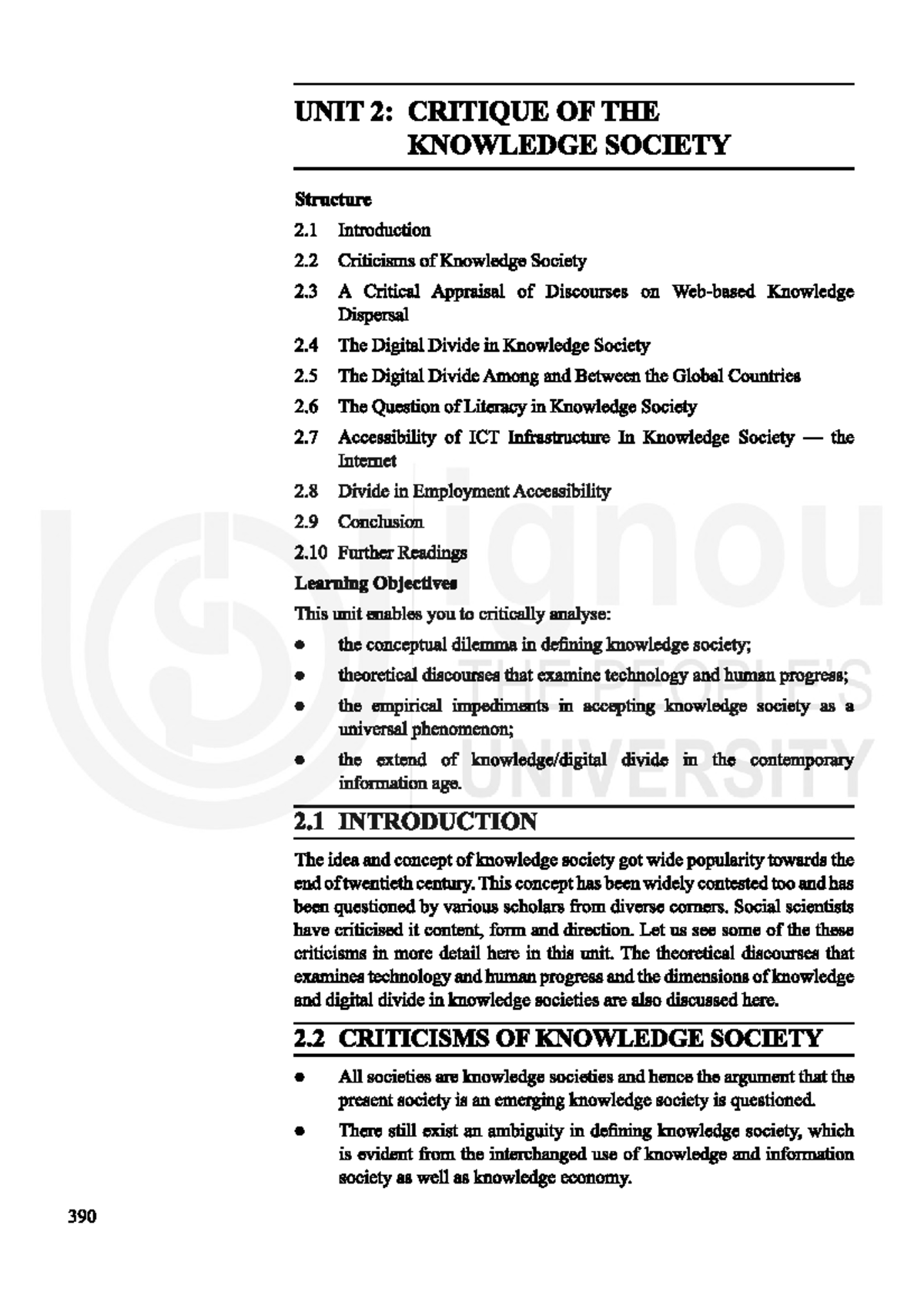 Unit 2: Critique of the Knowledge Society - Key Concepts and Issues ...