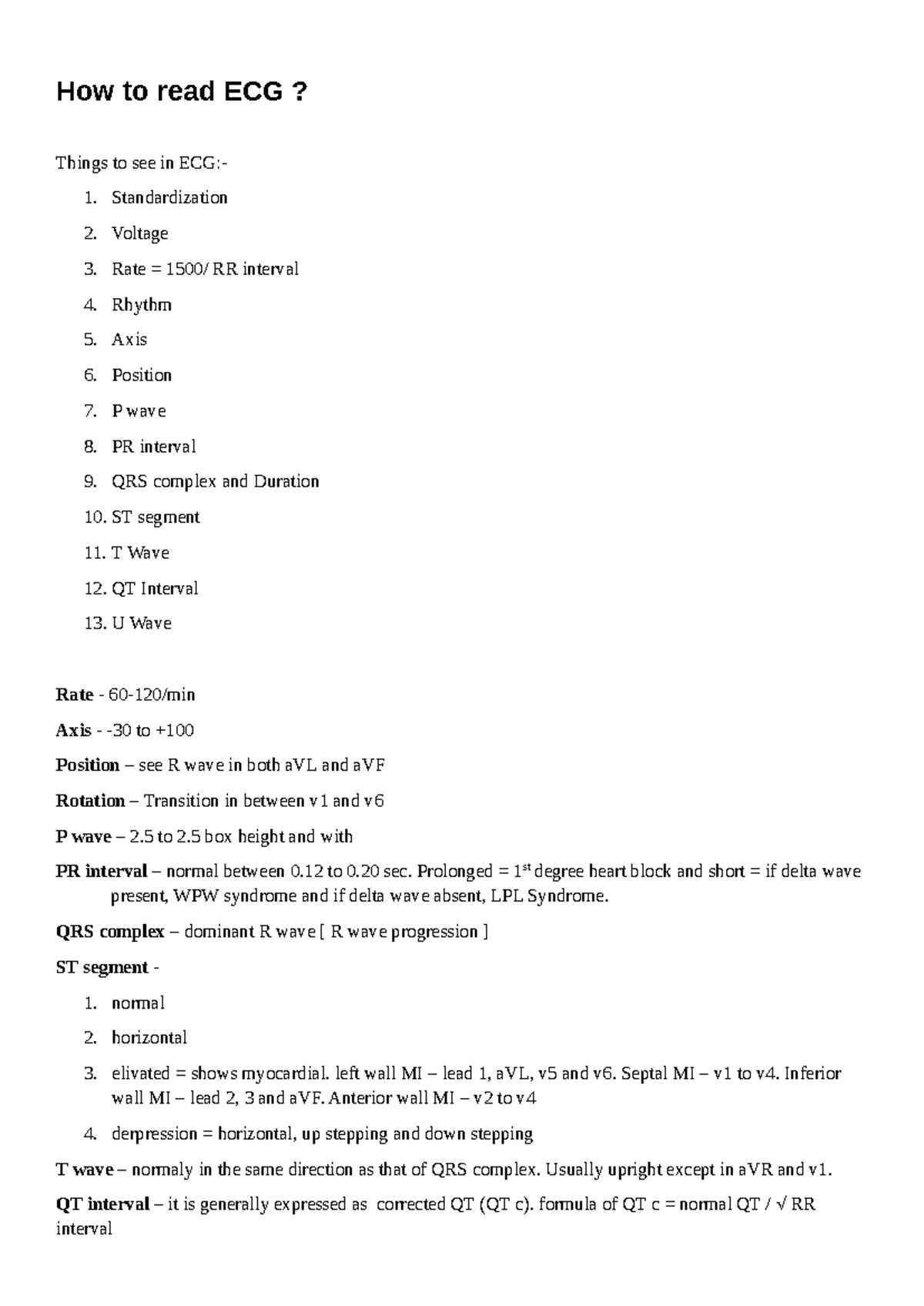 ECG Basics: Key Elements and Interpretations for Analysis - Studocu