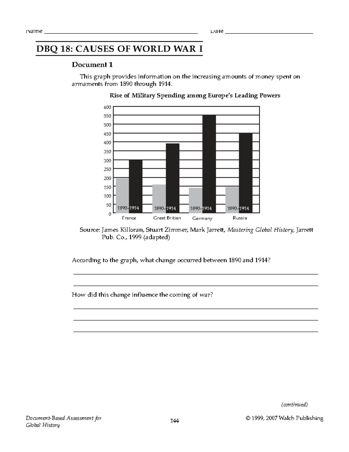 DBQ 18: Causes of World War I - Analysis & Document Insights - Studocu